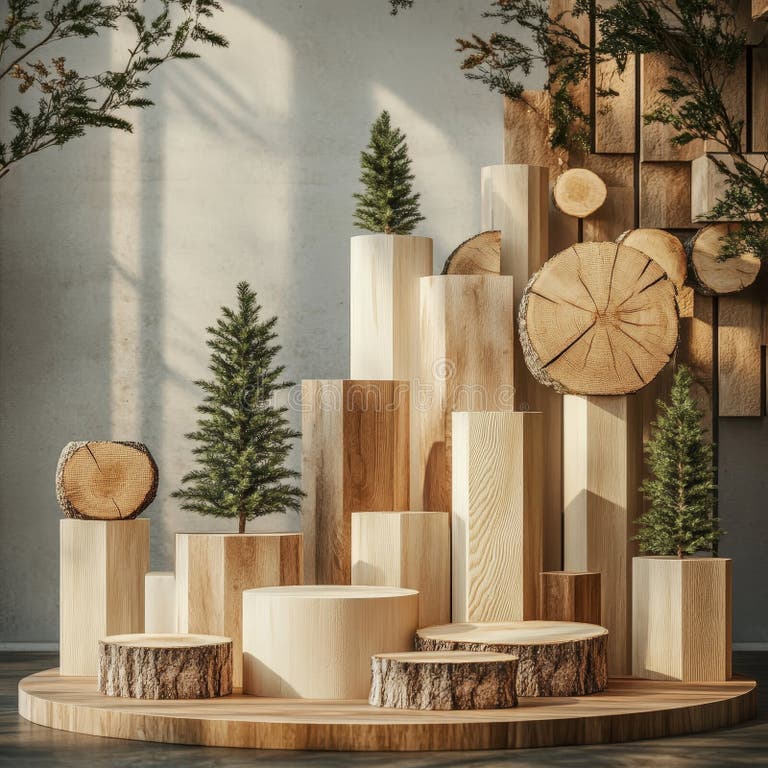 3d Render of Abstract Geometric Shape Composition with Podiums and ...