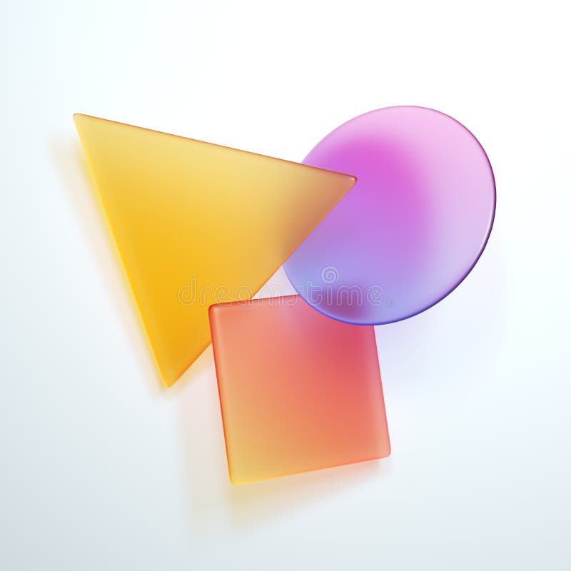 3d Render, Abstract Geometric Shapes, Assorted Colorful Glass Pieces ...