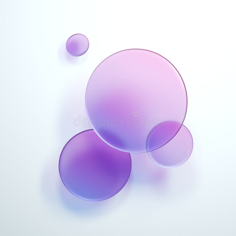3d Render, Abstract Geometric Shapes, Violet Glass Round Pieces ...