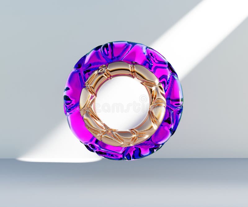 3d Render, Abstract Geometric Torus Shape, Cracked Surface with Hole ...