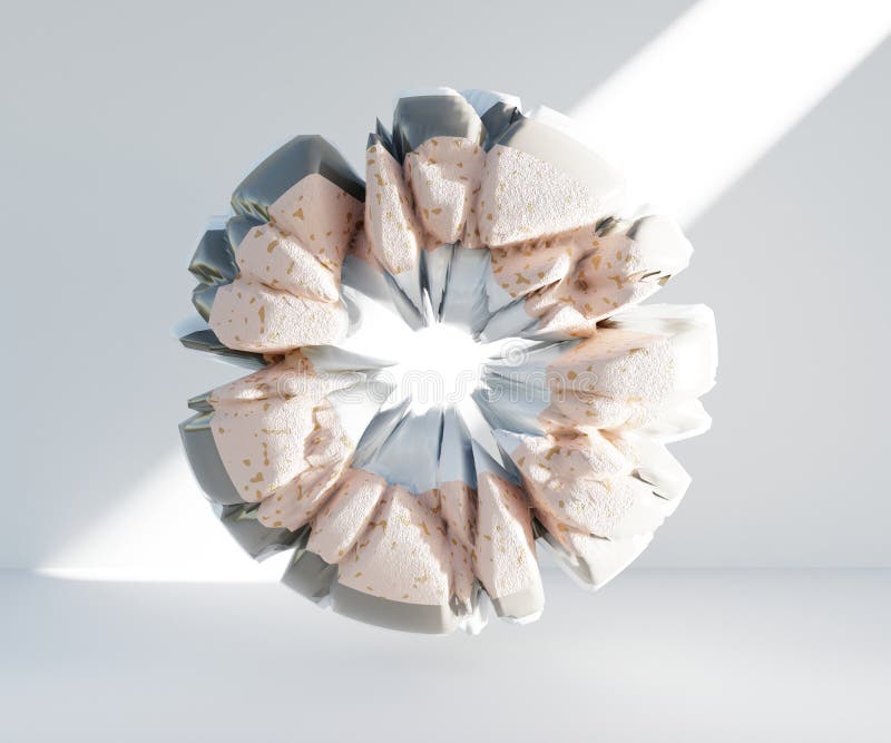 3d Render, Abstract Geometric Torus Shape, Cracked Surface with Hole ...
