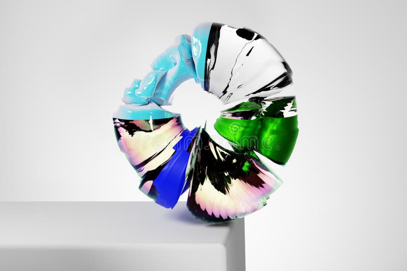 3d Render, Abstract Geometric Torus Shape, Cracked Surface with Hole ...