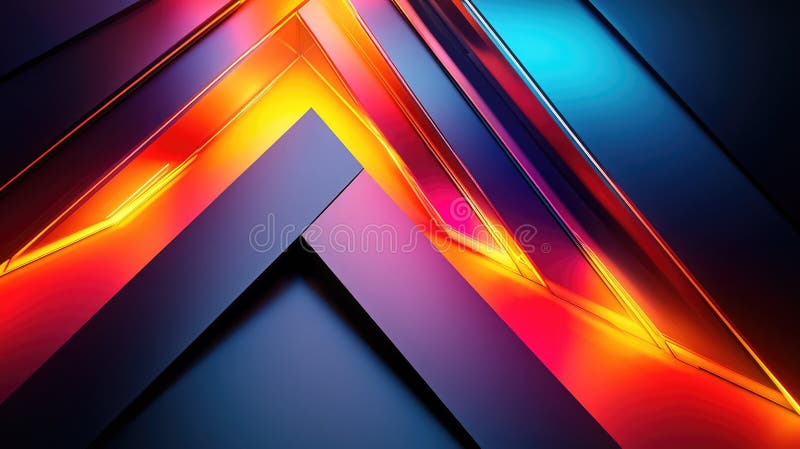 3D Render of Abstract Geometric Wallpaper with Glowing Neon Zigzag ...