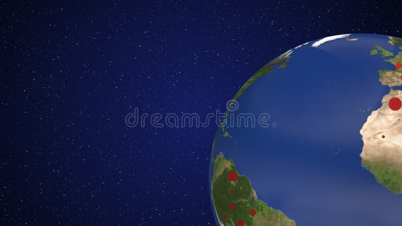 Air Pollution. 3d Render of Abstract Globe Rotating with Multiple Red ...