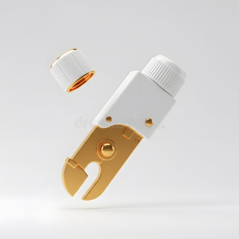 Abstract Gold and White Device 3D Render Stock Illustration ...