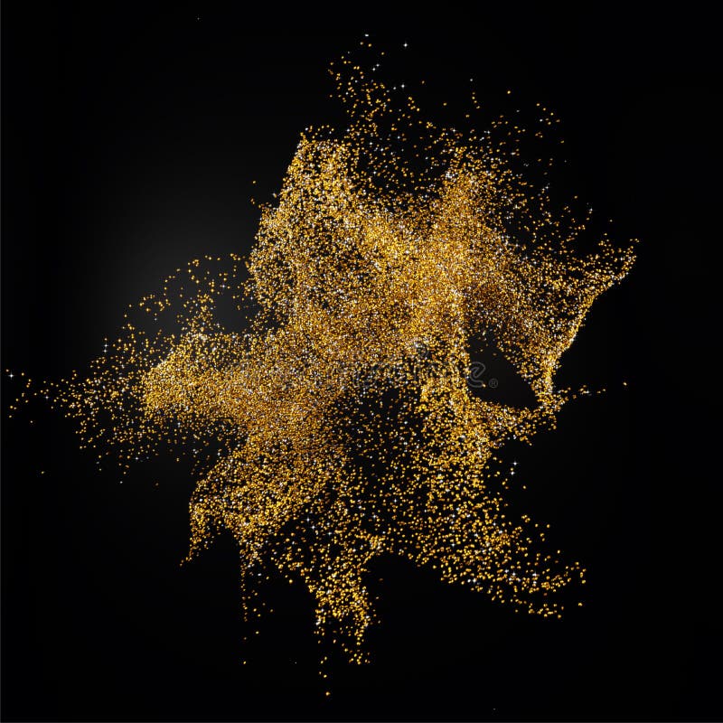 3D Render of Abstract Golden Dust Particle Splash. Stock Illustration ...