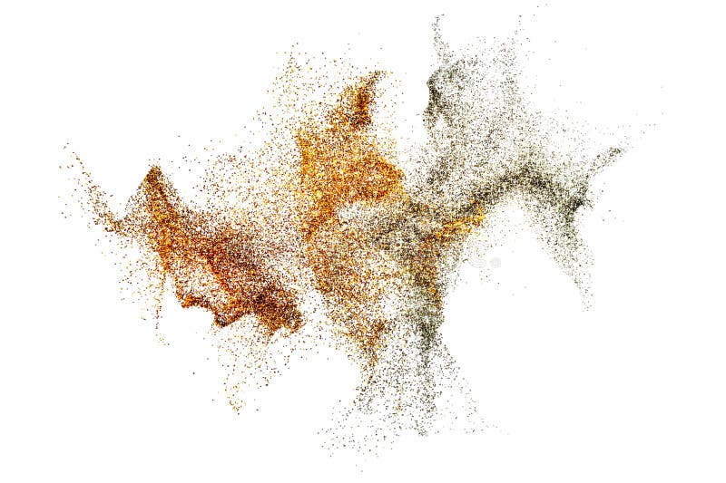 3D Render of Abstract Golden and Silver Mixed Splash Dust Particle ...
