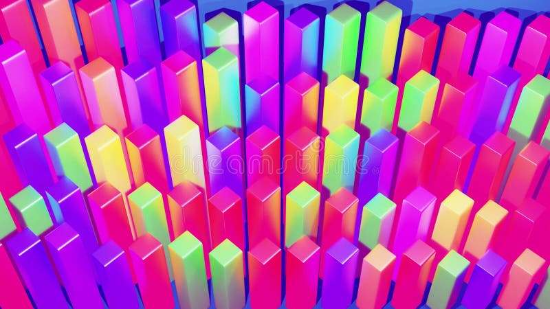 3d Render. Abstract Infographics from Multi-colored Columns in Rows ...