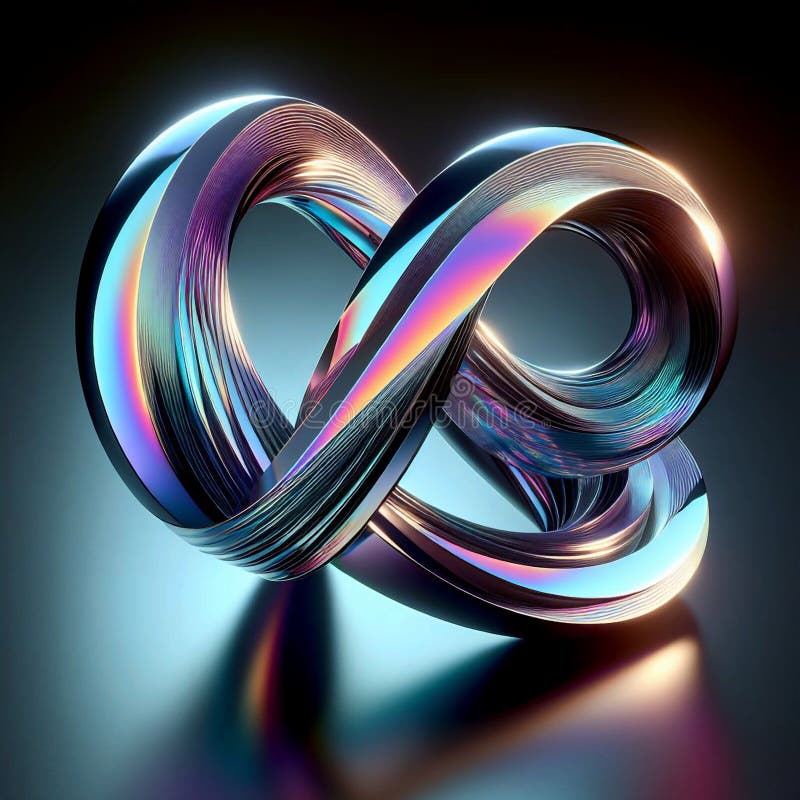 An Abstract, Iridescent Infinity Symbol with Multiple Intertwined Loops ...