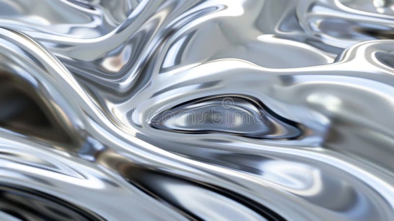 3D Render of Abstract Liquid Chrome Background, Generative AI Stock ...