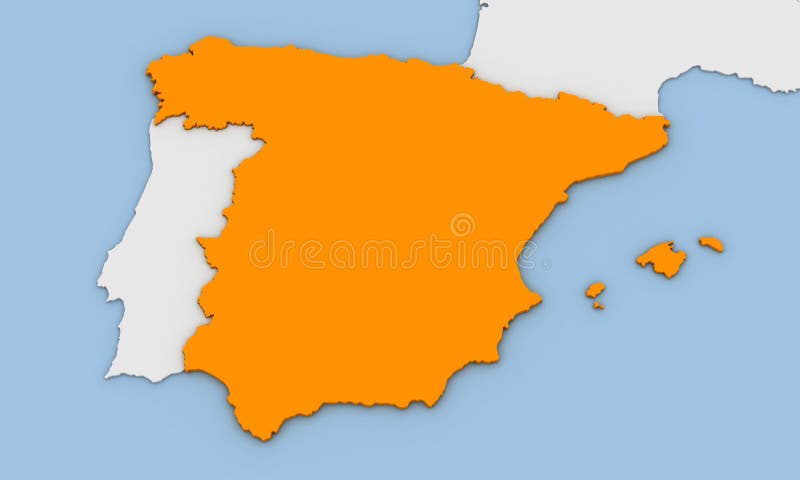 3d Render of Abstract Map of Spain Stock Illustration - Illustration of ...