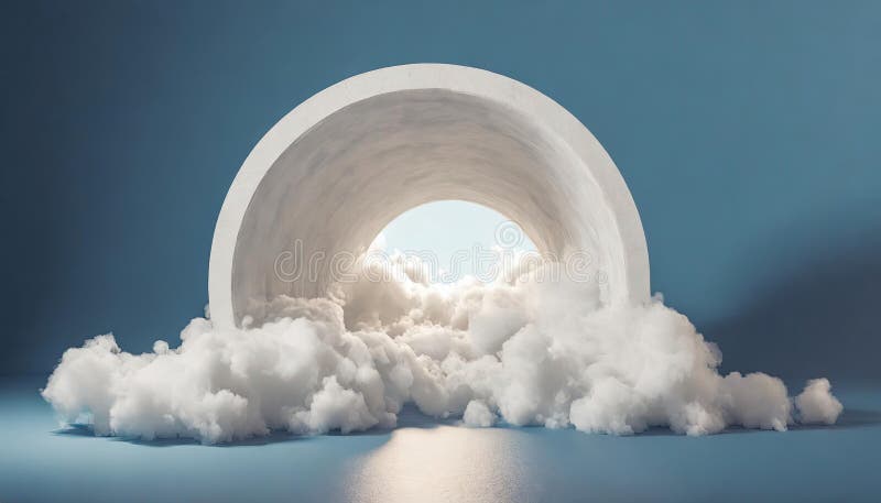 3d Render, Abstract Minimal Background with White Clouds Flying Out the ...