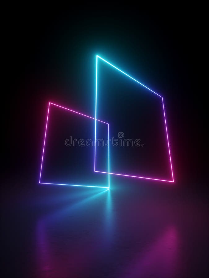 3d Render, Abstract Minimal Geometric Background. Blank Rectangular ...