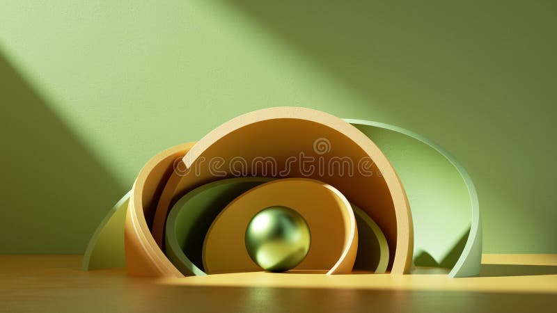 3d Render, Abstract Minimal Modern Background with Metallic Core Ball ...