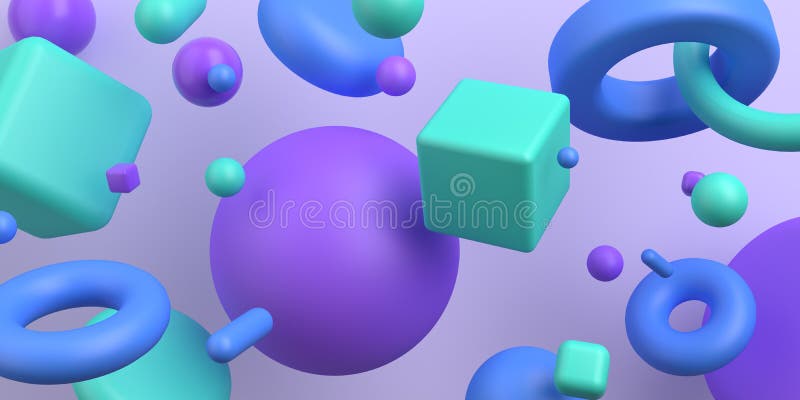 3d-illustration Abstract Minimal Scene with Geometrical Forms Flying in ...