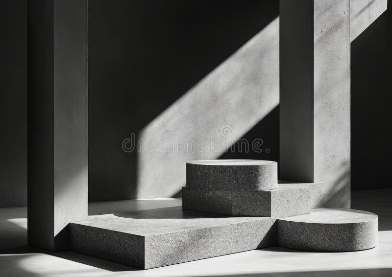 A 3D Render of an Abstract Minimal Studio Background Featuring a Stone ...