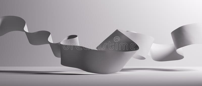 3d Render. Abstract Minimalist Background of Folded Paper Scroll. Curvy ...