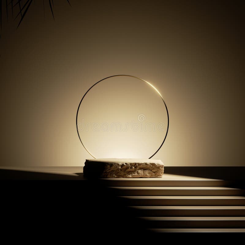 3d Render, Abstract Minimalist Background of Golden Round Arch Stock ...