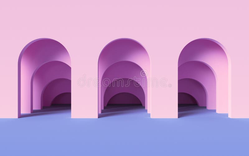 3d Render, Abstract Minimalist Geometric Background, Architectural ...