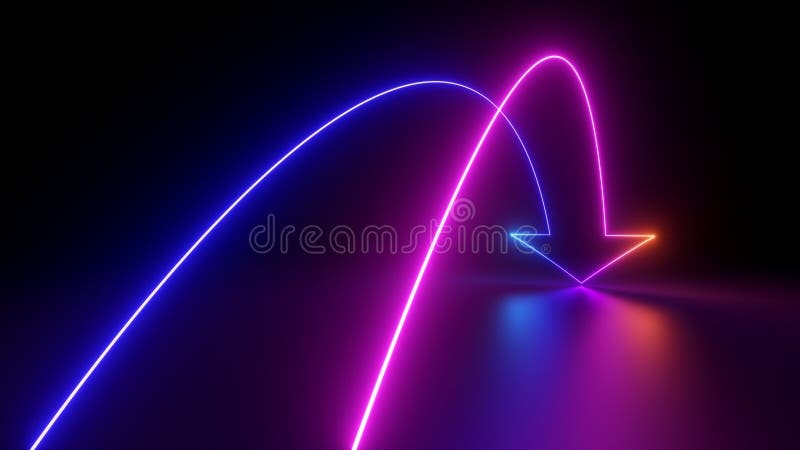 3d Render, Abstract Minimalist Geometric Background. Colorful Neon ...