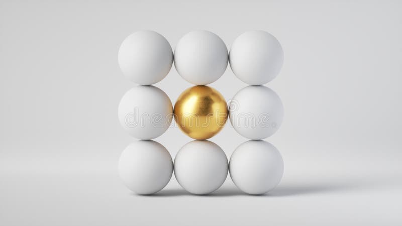 3d Render, Abstract Minimalist Geometric Background. Matrix of White ...