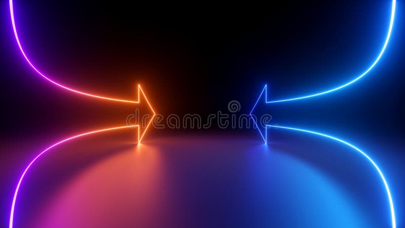 3d Render, Abstract Minimalist Geometric Background. Two Counter Neon ...