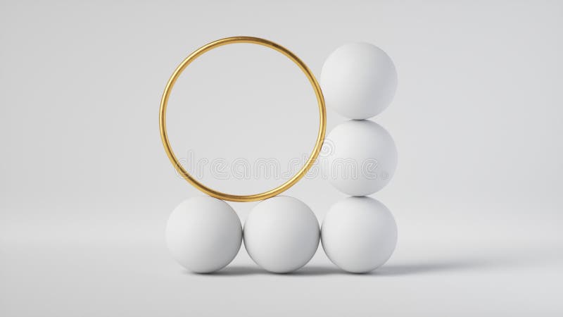 3d Render, Abstract Minimalist Geometric Background. White Balls and ...