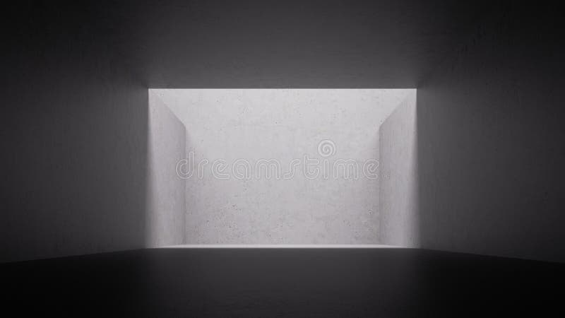 3d Render, Abstract Minimalist Urban Background. Empty Room Illuminated ...