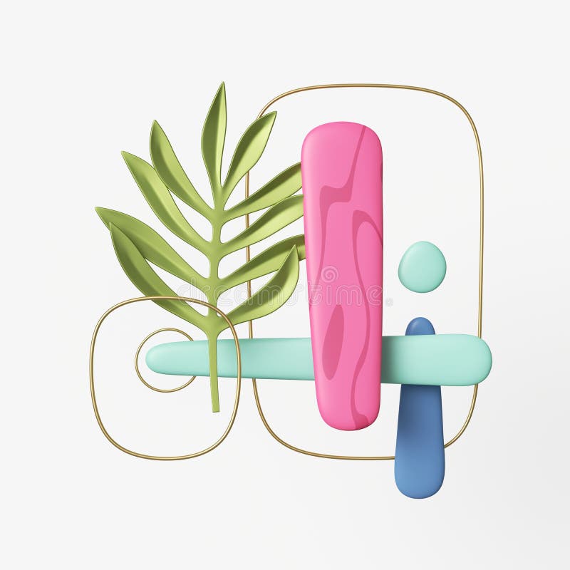 3d Render, Abstract Modern Minimal Composition with Simple Geometric ...