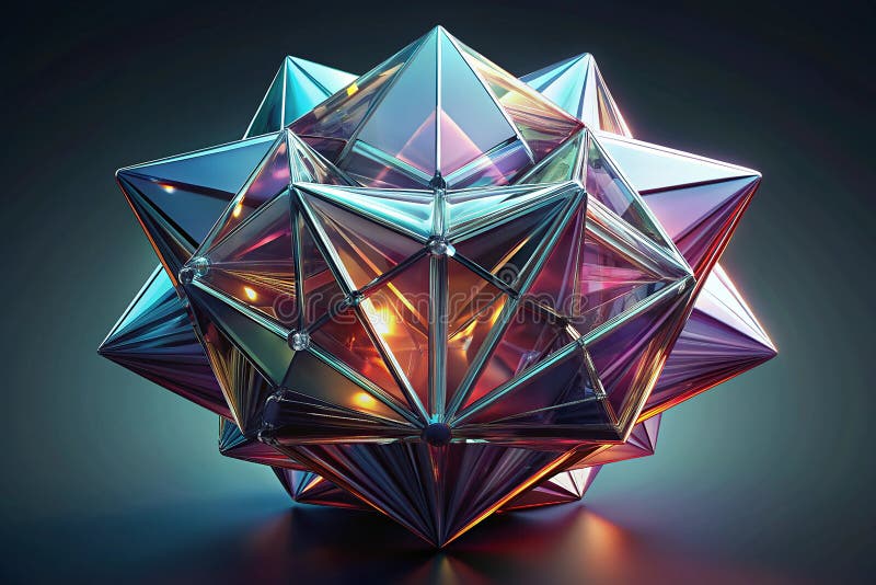 A 3D Render of an Abstract, Multifaceted Crystal-like Shape with an ...