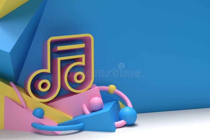 3D Render Abstract Music Note Banner Flyer Poster 3D Illustration ...