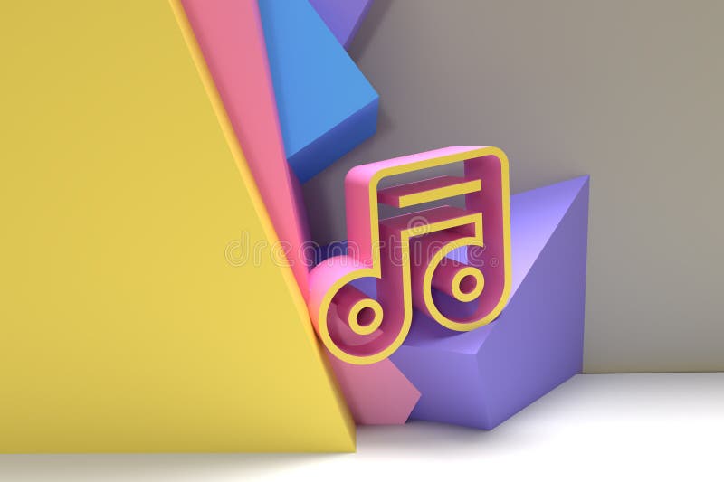 3D Render Abstract Music Note Banner Flyer Poster 3D Illustration ...