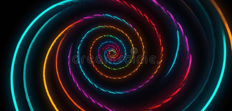 3d Render, Abstract Neon Background. Colorful Twisted Spiral Glowing in the Dark Stock ...