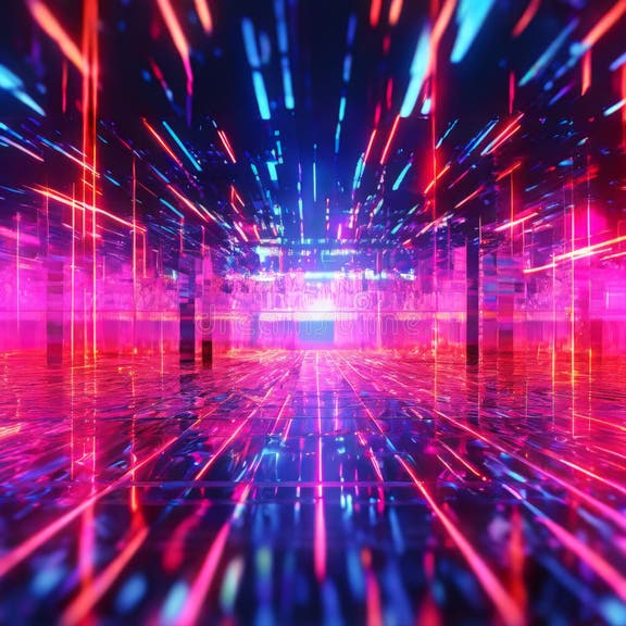 3d Render of Abstract Neon Light Background Stock Illustration ...