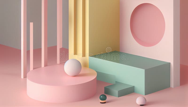 3d Render Abstract Platform Minimal Pastel Podium Splay Scene Dais ...