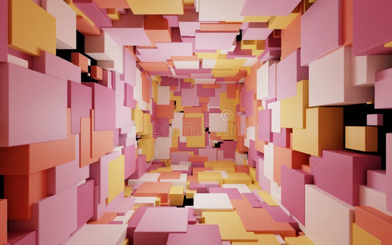 3D Render Abstract Random Color Background Modern Geometric Cube ...
