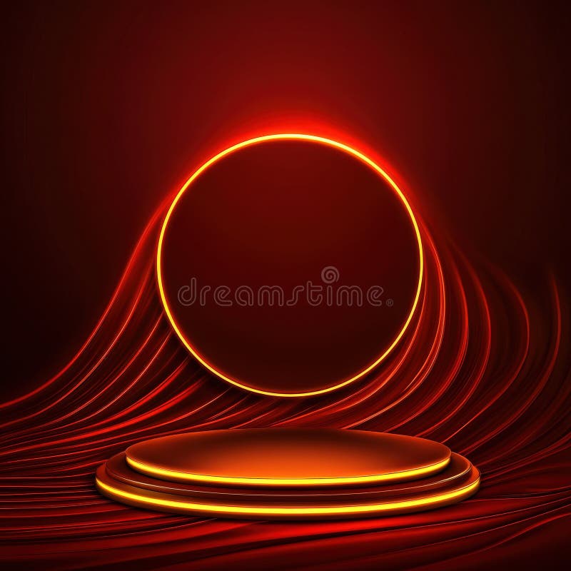 Abstract Red and Gold Stage with Neon Lights. Stock Illustration ...