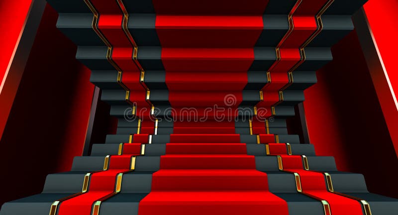 Abstract Red Stairway Background Stock Illustration - Illustration of ...