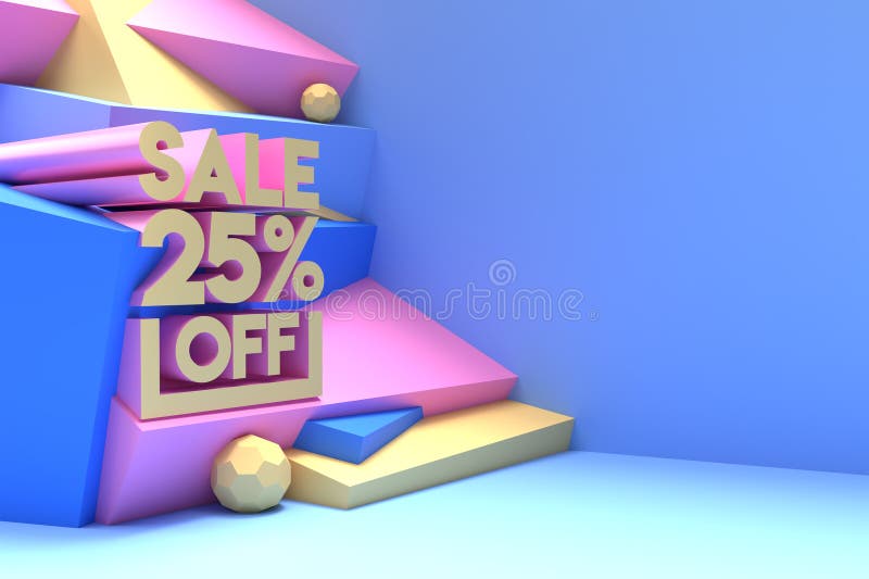 3D Render Abstract 25 Sale OFF Discount Banner 3D Illustration Design ...
