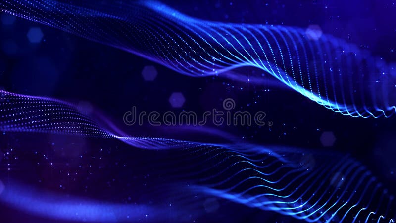 3d Render. Abstract Sci-fi Bg with Glow Particles Form Curved Lines ...