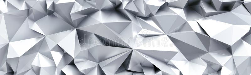 3d Render, Abstract Silver Crystal Background, Crumpled Metallic ...