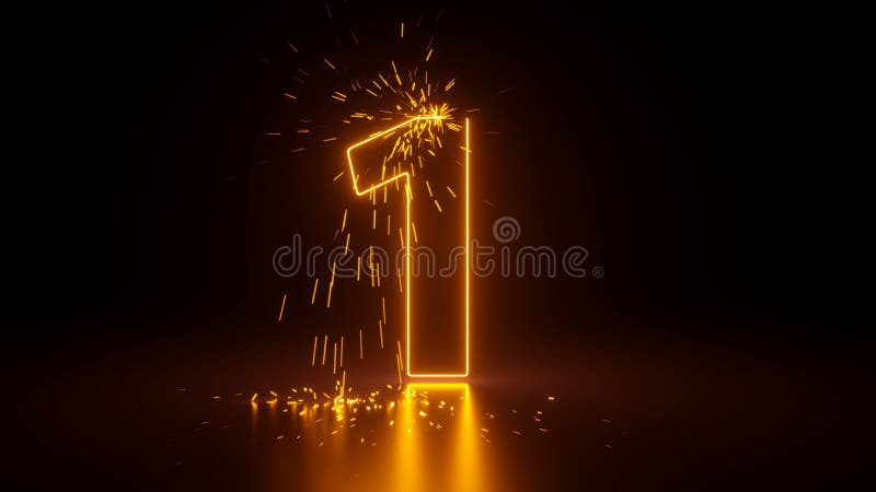 3d Render, Abstract Sparkling Linear Number One, Glowing Digit 1 ...