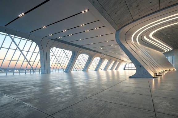 3d Render of Abstract Structure Futuristic Architecture with Empty Concrete Floor - Generated by ...