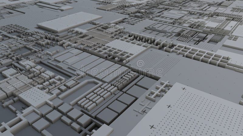 3d Render Abstract Technology Background with Cubes Stock Illustration ...