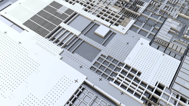 3d Render Abstract Technology Background with Cubes Stock Illustration ...