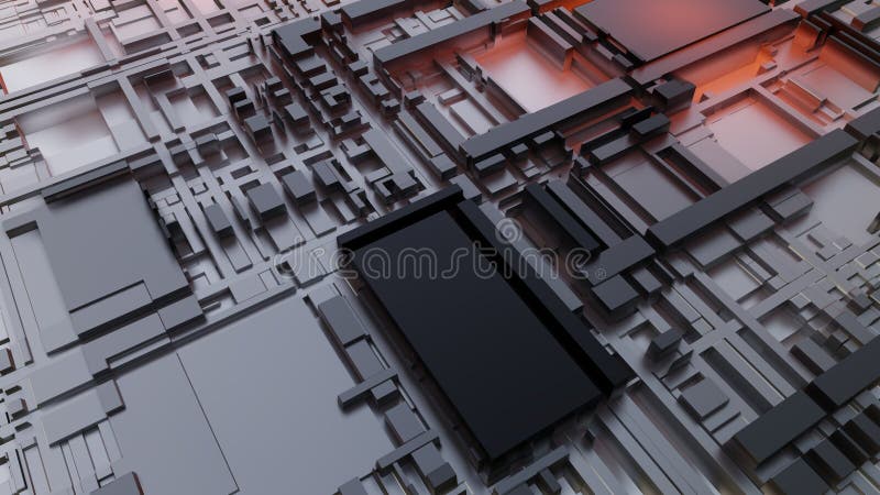 3d Render Abstract Technology Background with Cubes Stock Illustration ...