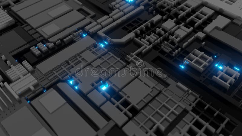 3d Render Abstract Technology Background with Cubes Stock Illustration ...