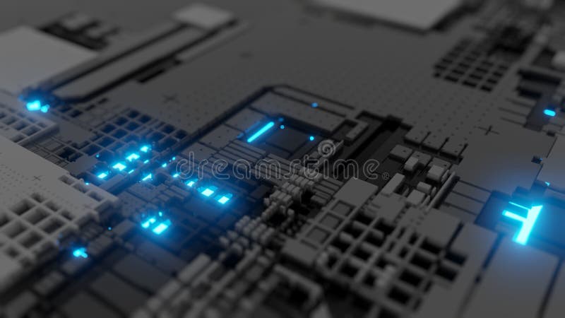 3d Render Abstract Technology Background with Cubes Stock Illustration ...
