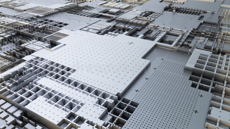 3d Render Abstract Technology Background with Cubes Stock Illustration ...