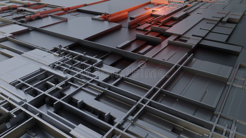 3d Render Abstract Technology Background with Cubes Stock Illustration ...